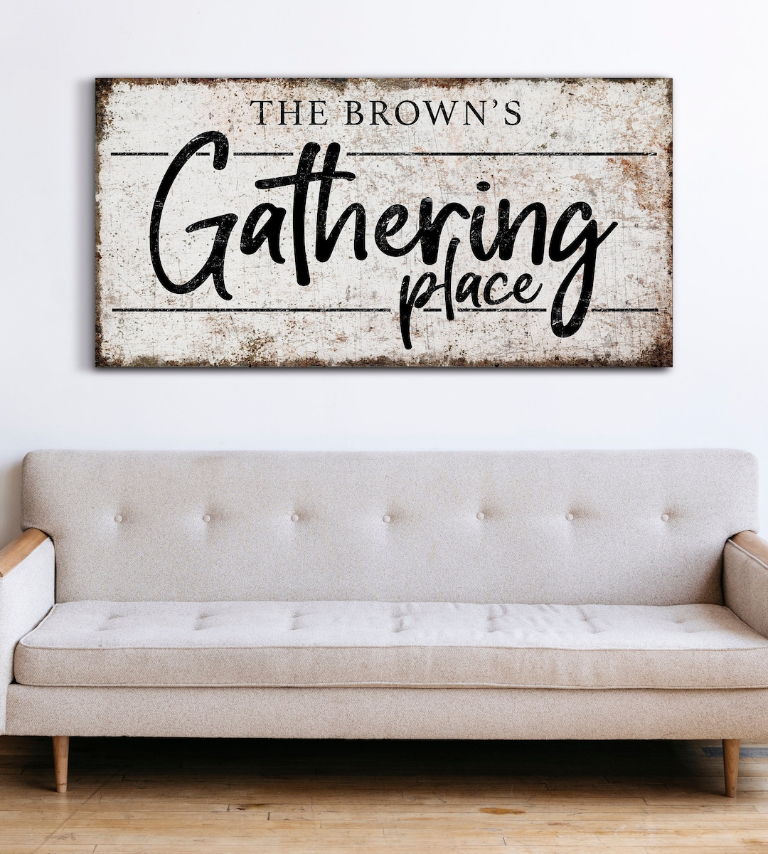 Personalized Family Gathering Place Sign Gather Signs Farmhouse Canvas ...