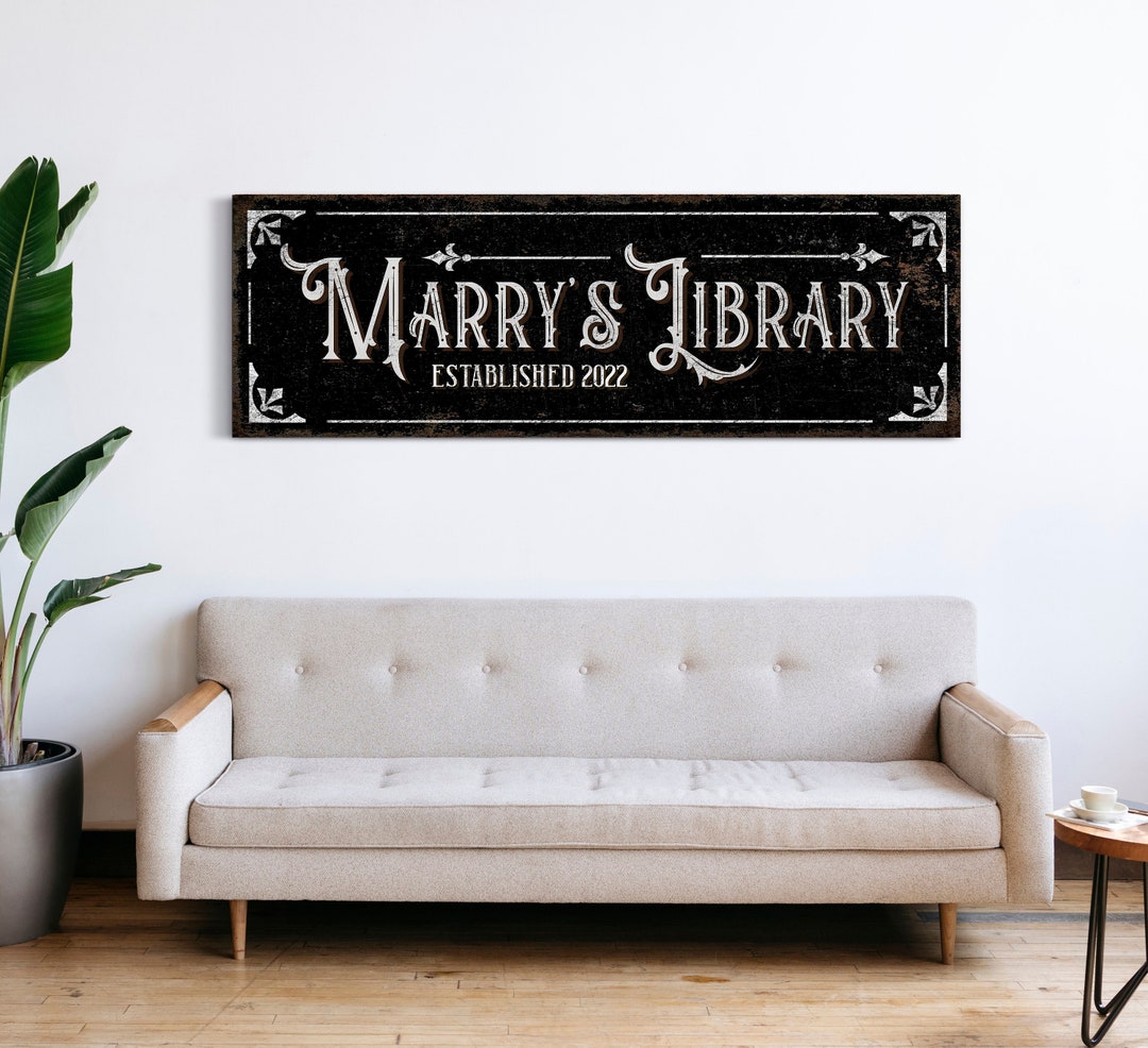 Personalized Library Sign Bookshelf Sign Teacher Gift Book - Etsy