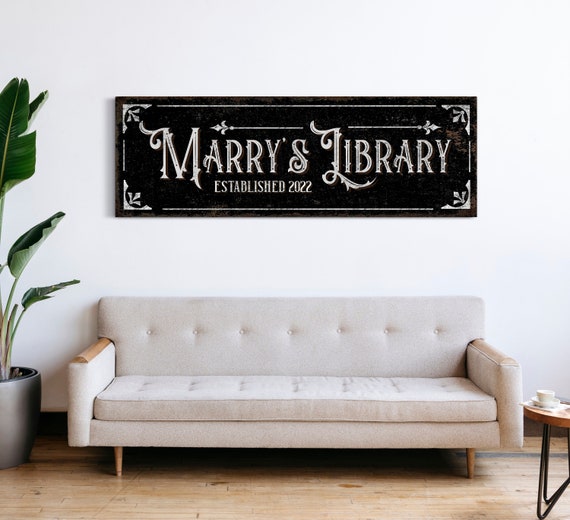 Personalized Library Sign Bookshelf Sign Teacher Gift Book - Etsy