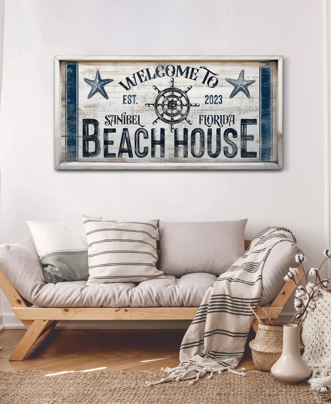 Personalized Beach House Sign, Custom Welcome to Sign, Beach House Wall ...
