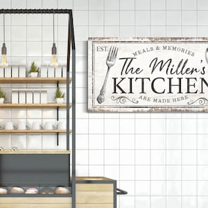 Personalized Family Kitchen Sign, Custom Kitchen Wall Decor, Modern ...