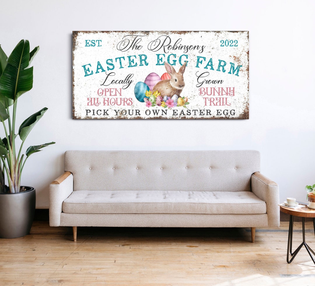 Personalized Easter Egg Farm Sign, Custom Easter Bunny Sign, Outdoor ...