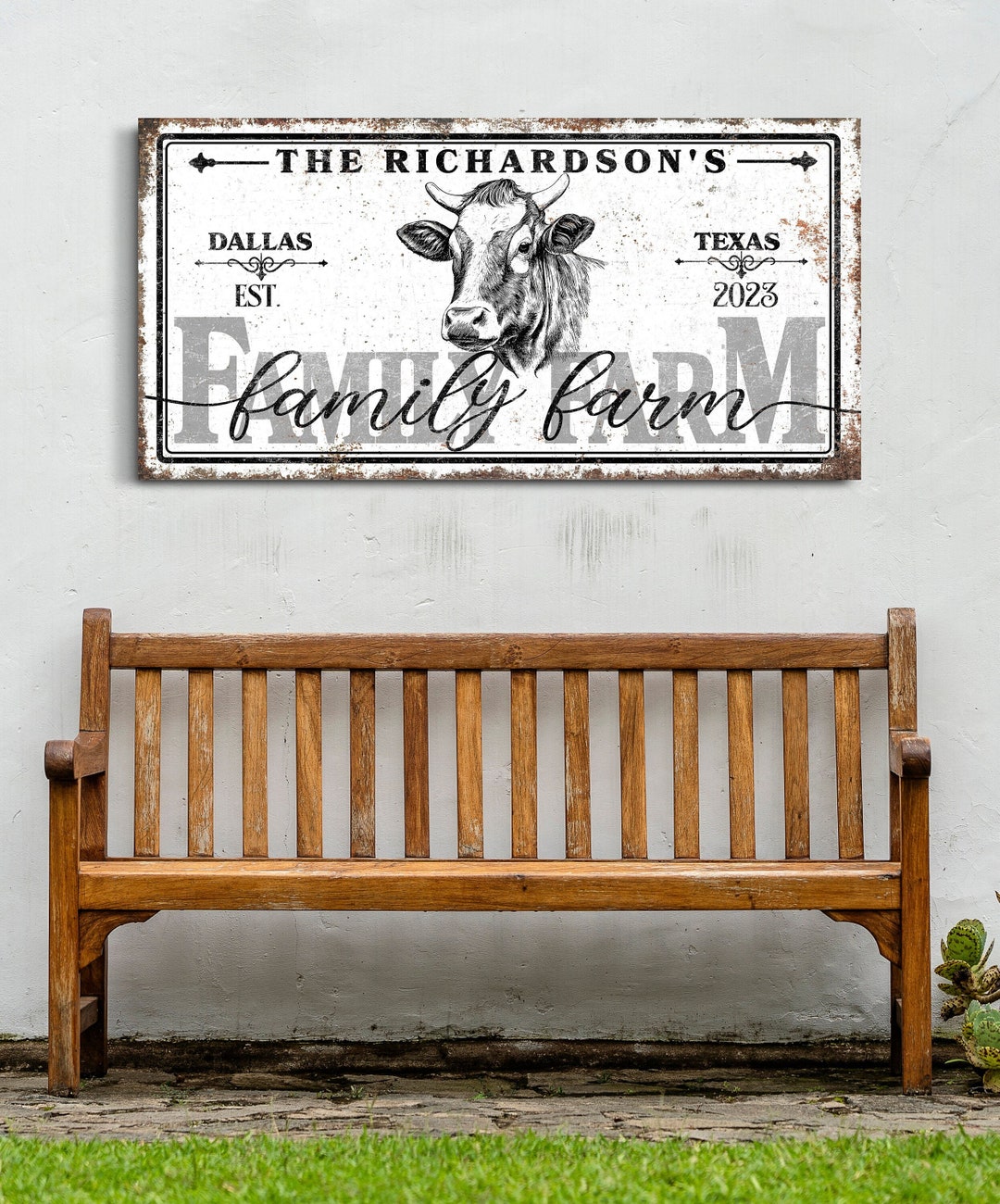 Personalized Family Farm Sign, Custom Farmhouse Wall Art With Family ...