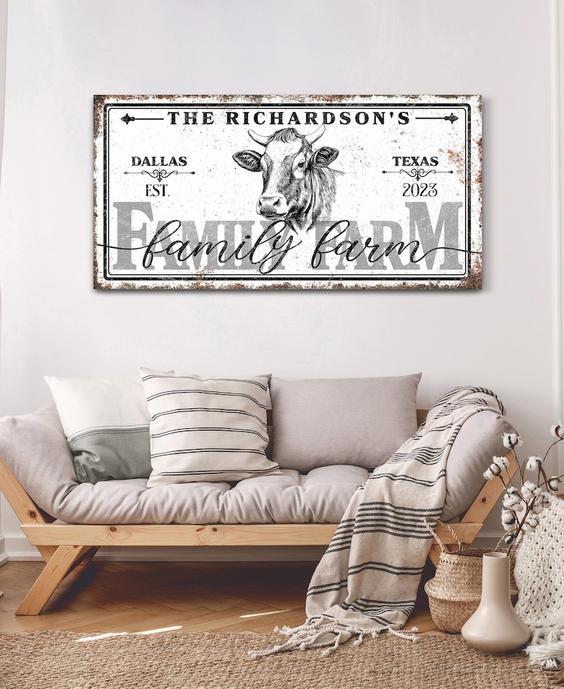 Personalized Family Farm Sign, Custom Farmhouse Wall Art With Family ...