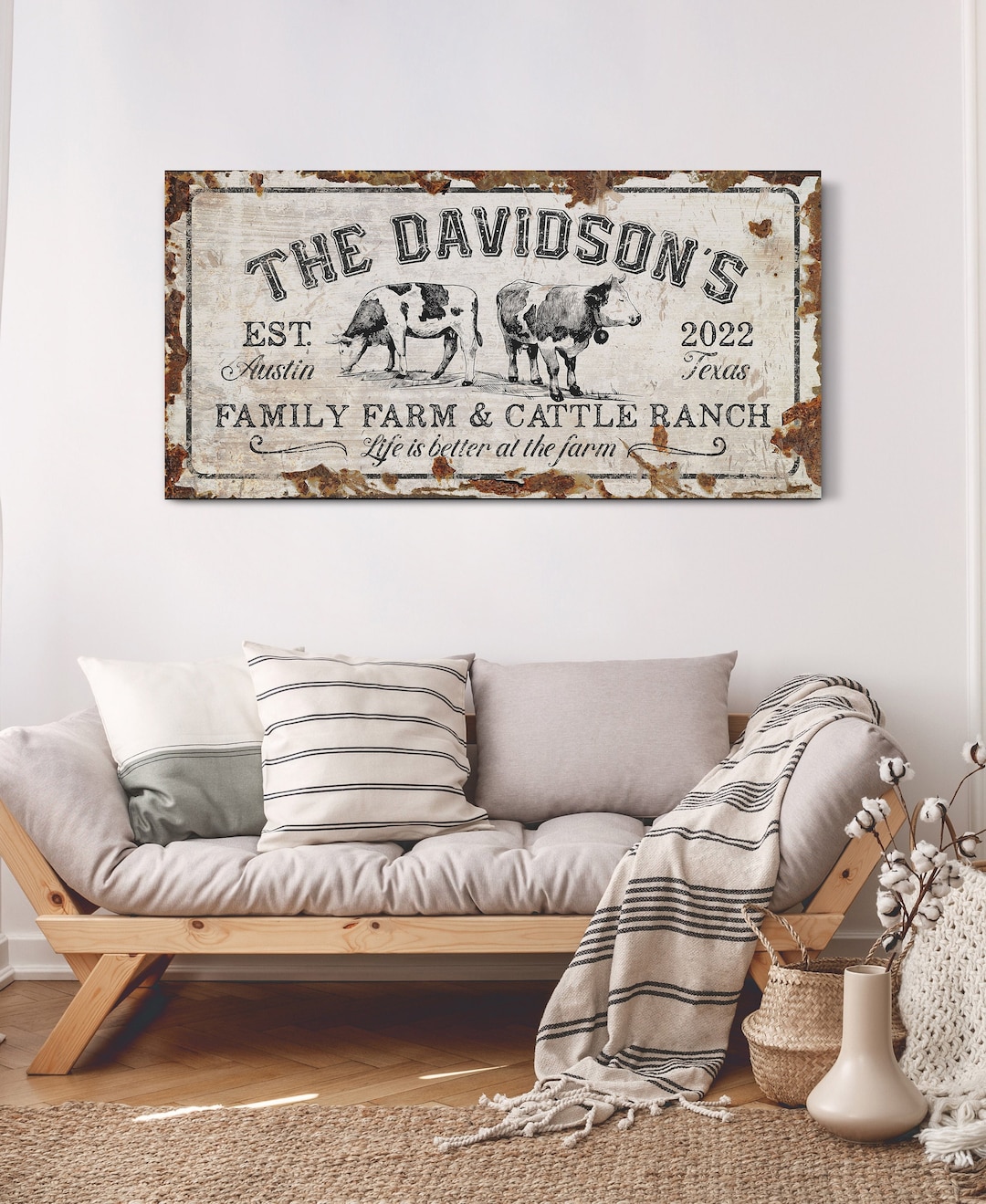 Personalized Family Farm Sign Custom Cattle Ranch Sign Rustic Family ...