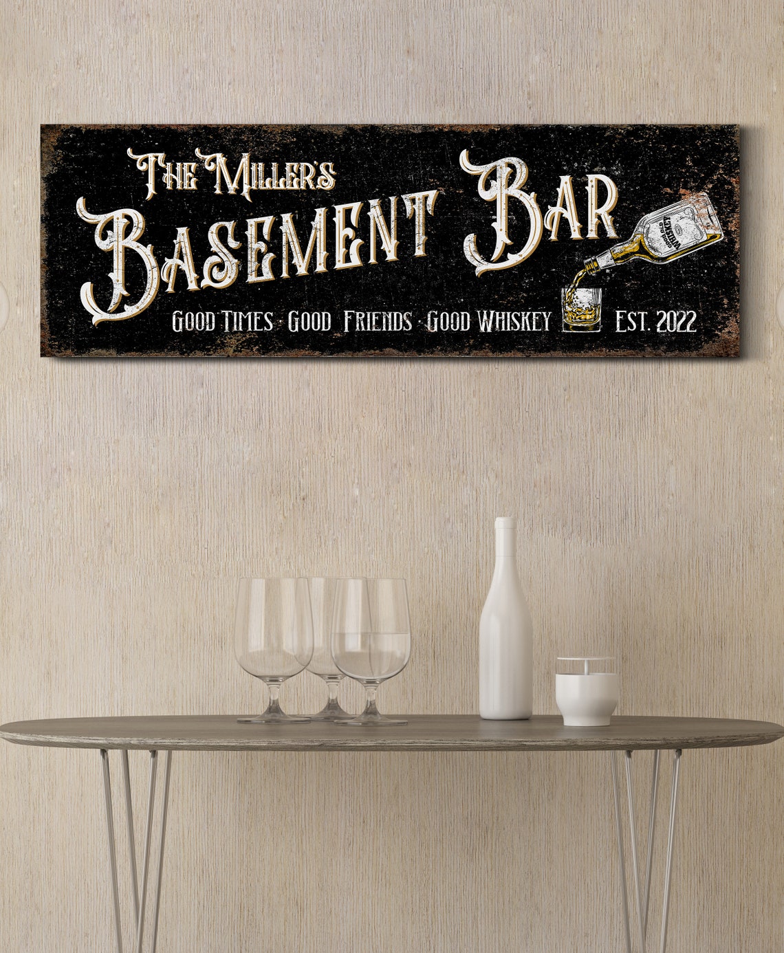 Personalized Basement Bar Sign Custom Family Name Underground - Etsy