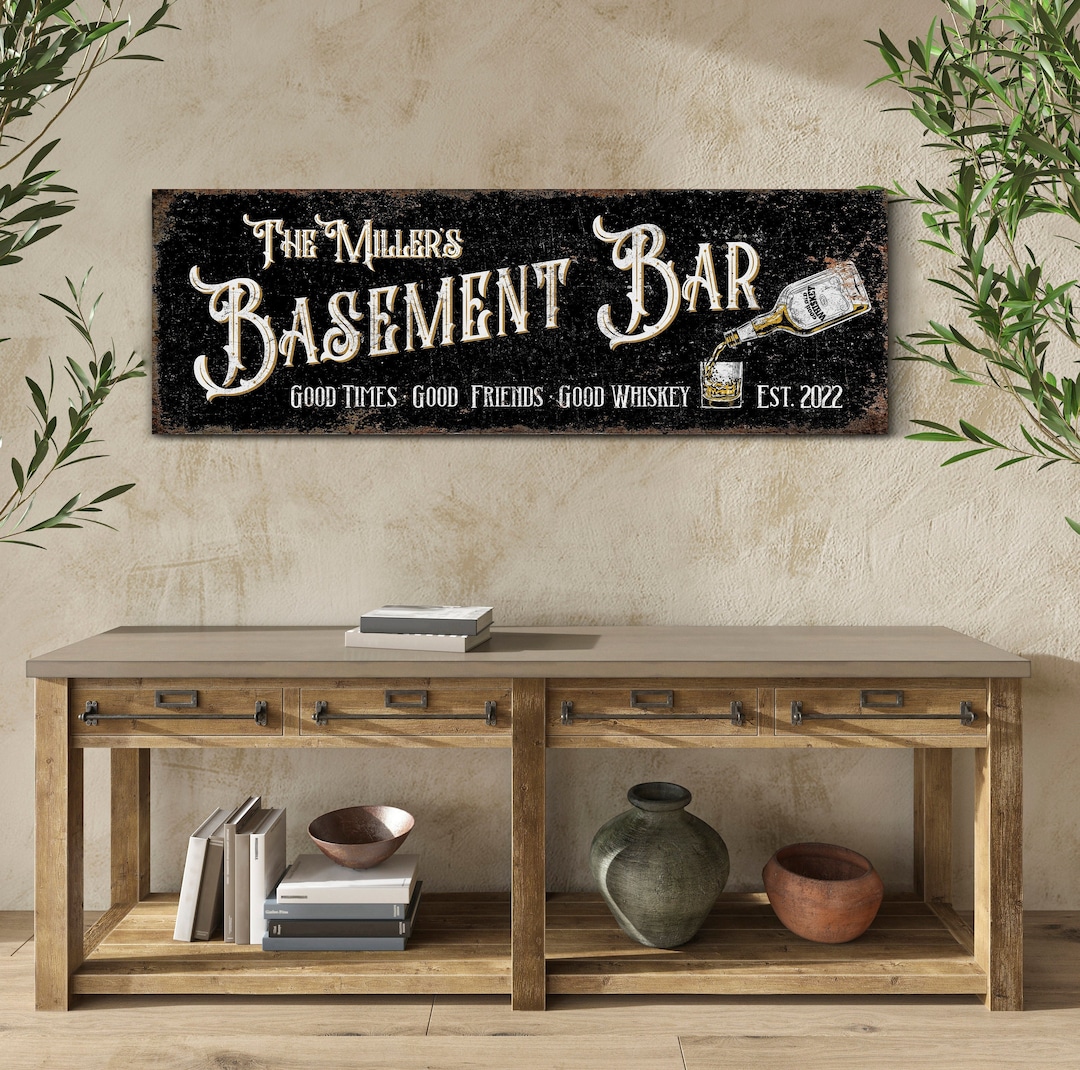Personalized Basement Bar Sign Custom Family Name Underground Bar Sign ...