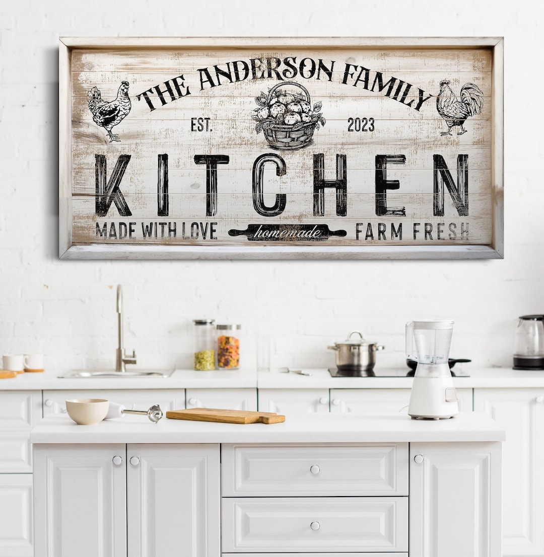 Personalized Kitchen Sign, Custom Family Kitchen Decor, Kitchen Wall ...