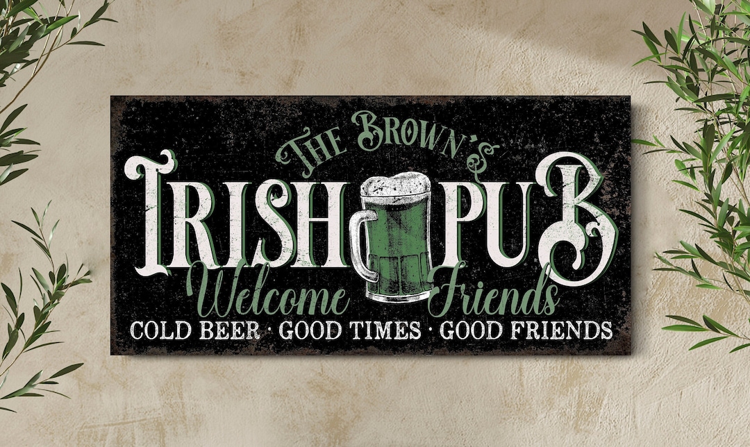 Custom Irish Pub Sign, Personalized Home Bar Wall Decoration, Vintage ...
