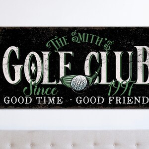 Personalized Golf Club Sign, Custom Family Name Wall Decor, Modern ...
