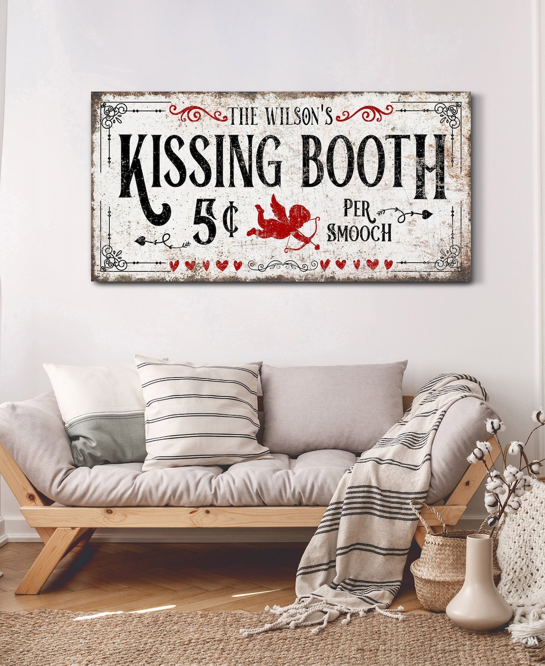 Custom Kissing Booth Sign, Custom Name Wall Art, Valentines Day Decor ...
