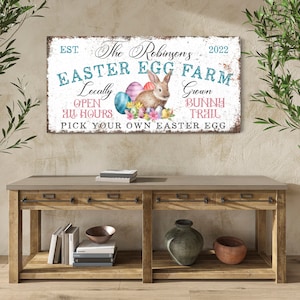 Personalized Easter Egg Farm Sign, Custom Easter Bunny Sign, Outdoor ...