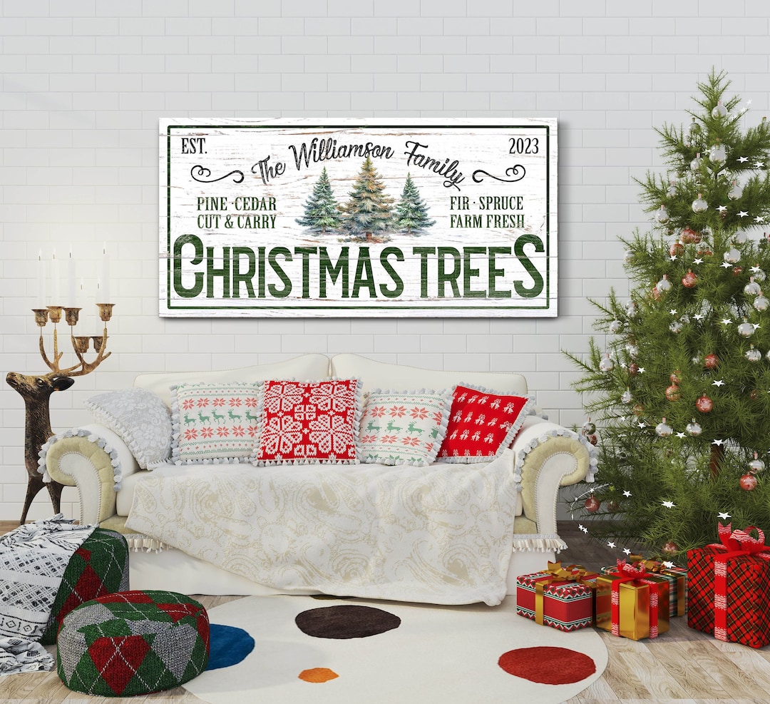 Personalized Christmas Tree Farm Sign, Primitive Country Decor ...