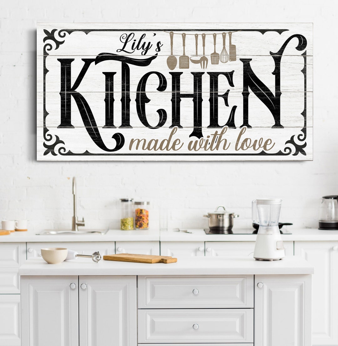 Personalized Kitchen Sign, Custom Dining Room Decor, Seasoned With Love ...