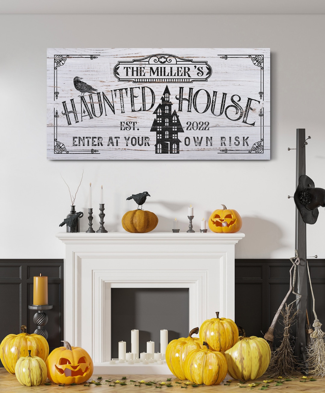 Personalized Haunted House Sign, Halloween Family Name Decor, Living ...