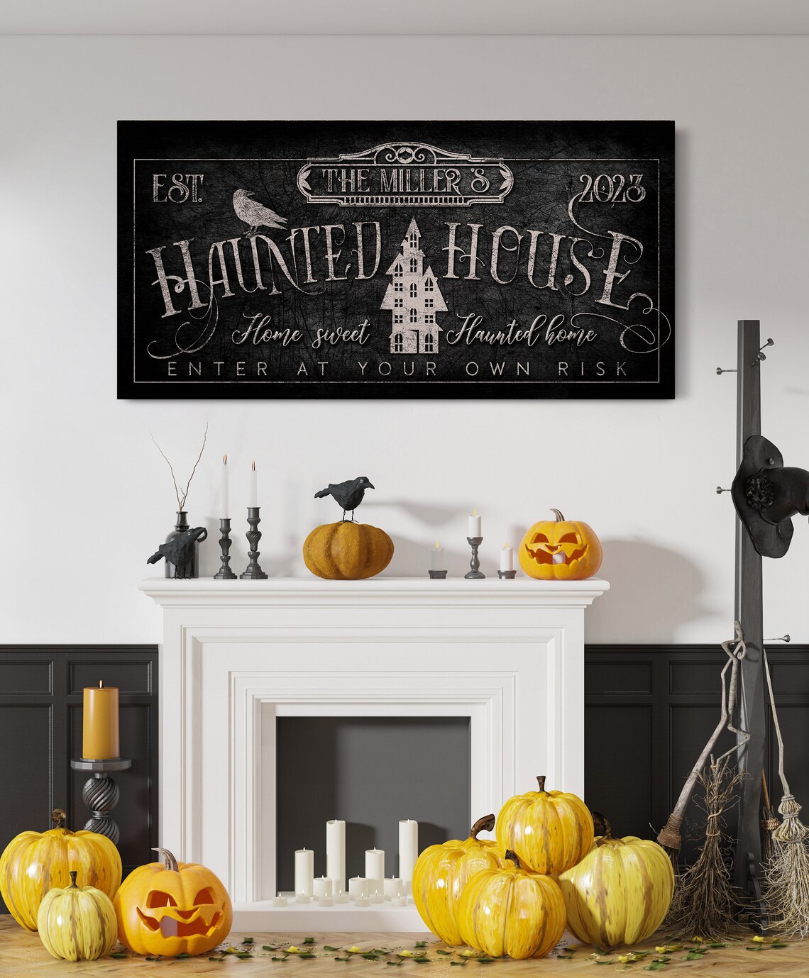 Custom Haunted House Sign, Family Name Decor, Haunted Mansion Entryway ...
