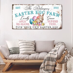Personalized Easter Egg Farm Sign, Custom Easter Bunny Sign, Outdoor ...