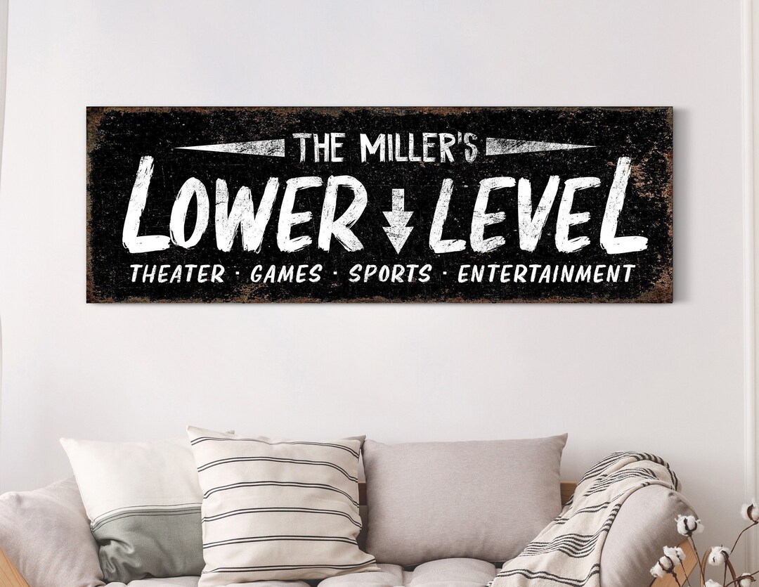 Lower Level Sign Basement Sign Lounge Decor Movie Room - Etsy
