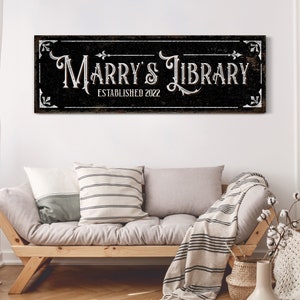 Personalized Library Sign Bookshelf Sign Teacher Gift Book Lovers Sign ...