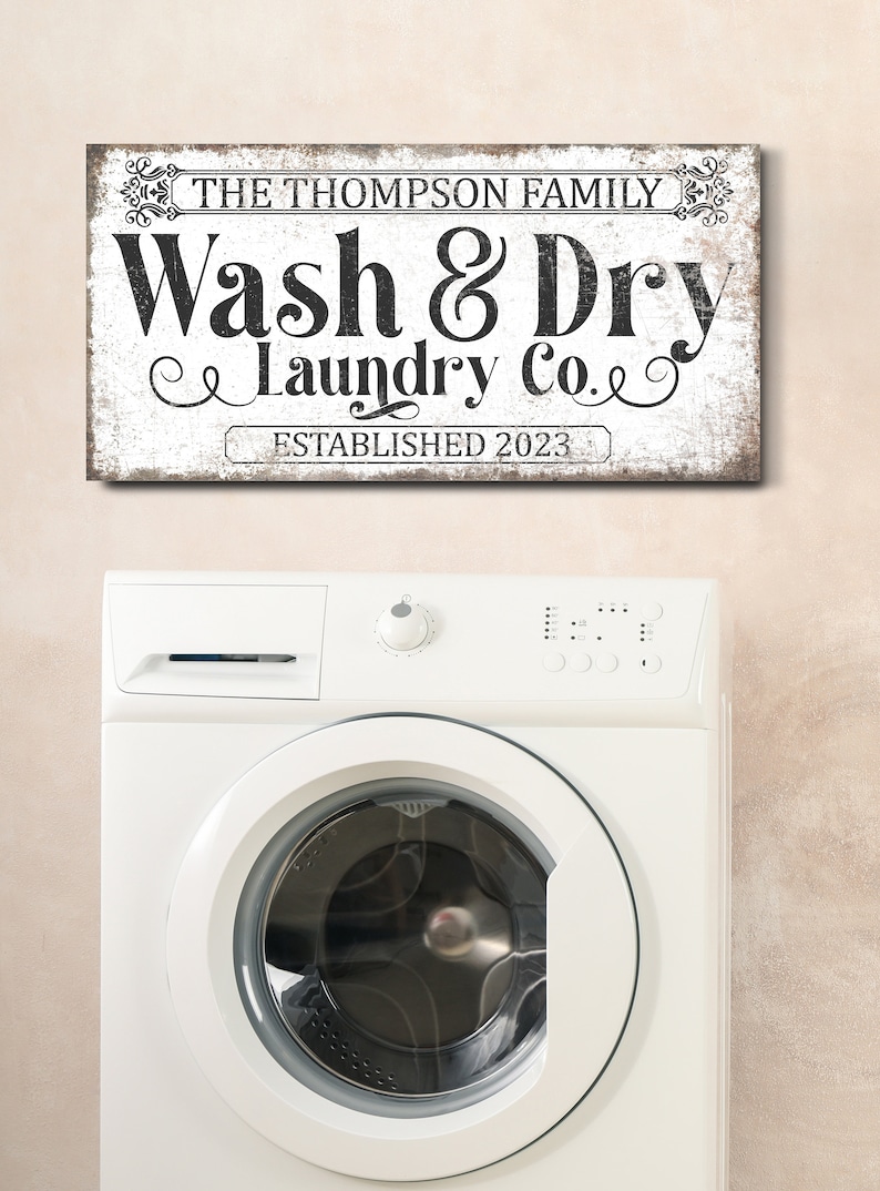 Custom Wash and Dry Laundry Co. Sign Personalized Canvas - Etsy
