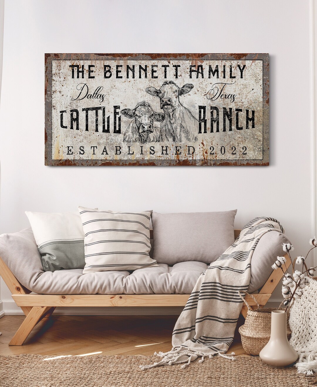 Custom Cattle Ranch Sign Family Farm Sign Family Name Cow Sign Cattle ...