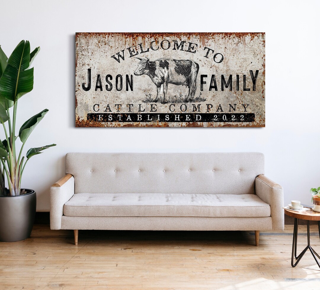 Personalized Cattle Company Sign With Family Name Welcome Sign Family ...
