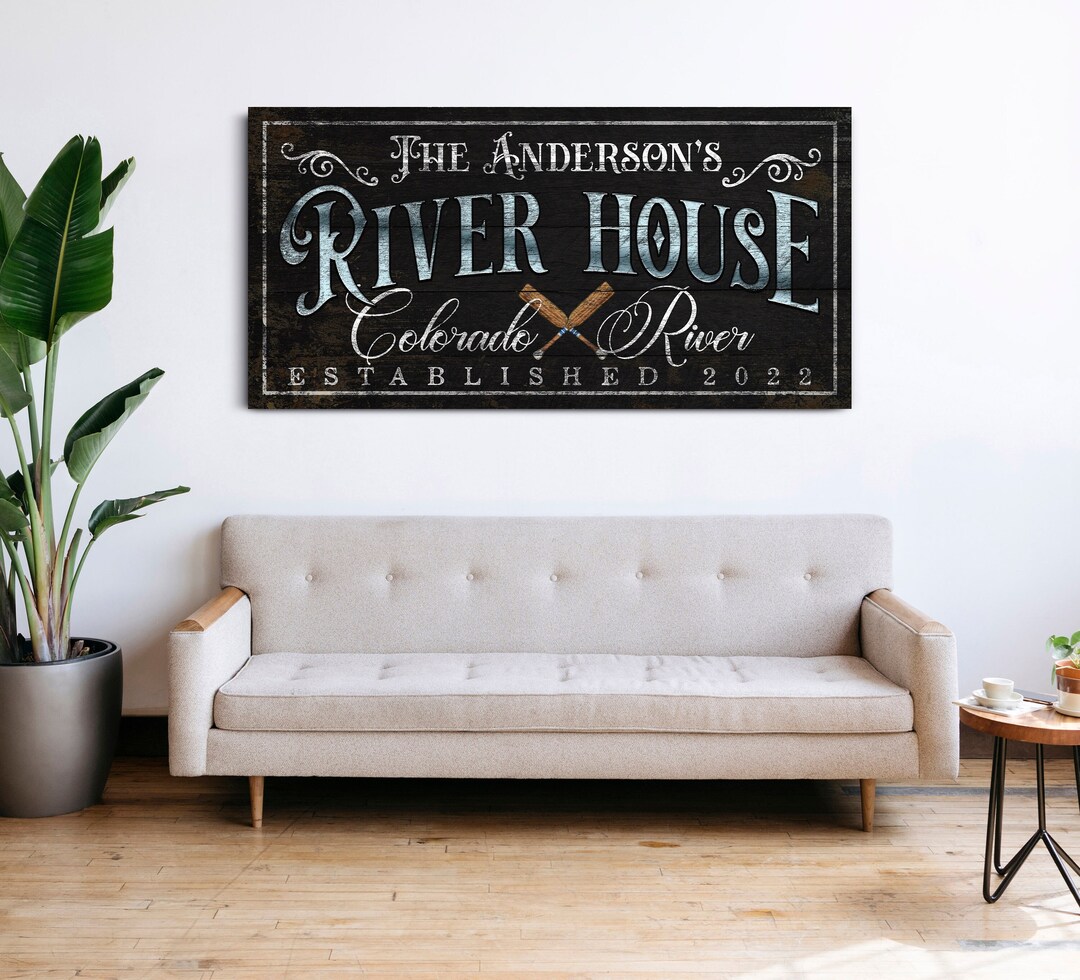 Custom River House Sign Farmhouse Wall Decor Family Name Sign Summer ...