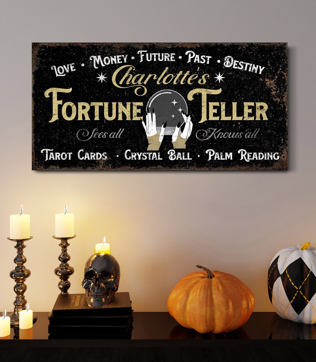 Personalized Fortune Teller Sign Halloween Wall Decor Fortune - Etsy