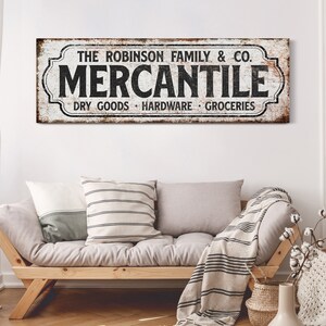 Custom Mercantile Sign, Canvas Old Town Company Sign, Rustic Outdoor ...