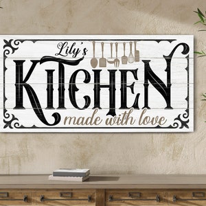 Personalized Kitchen Sign, Custom Dining Room Decor, Seasoned With Love ...