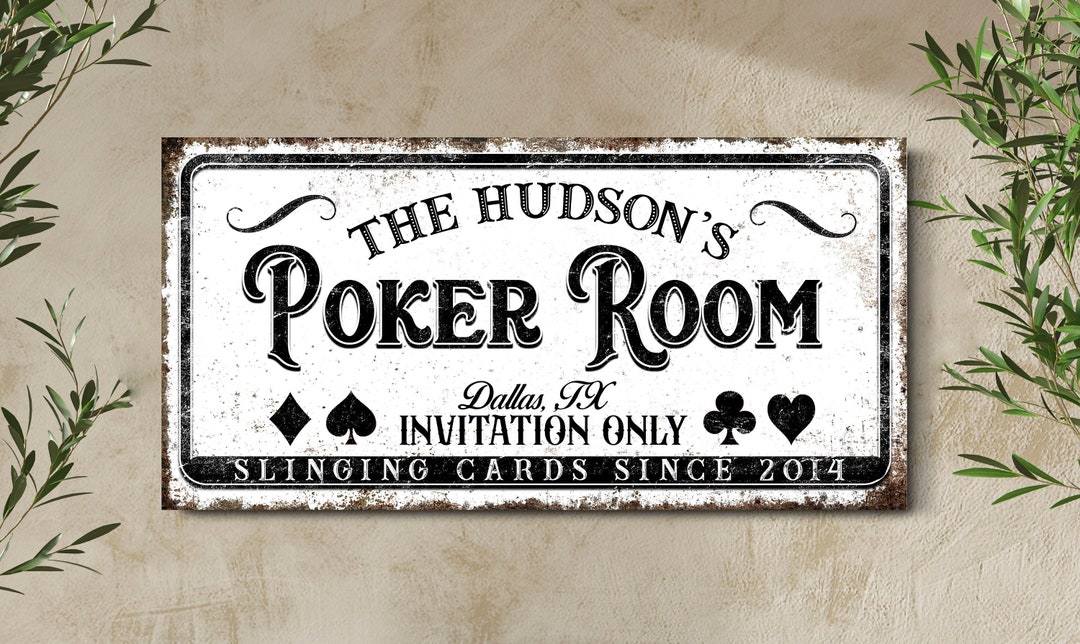 Personalized Poker Room Sign Gambling Sign Custom Man Cave Rustic Game ...