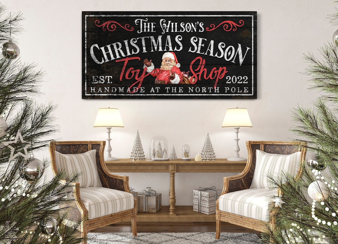 Custom Christmas Season Toy Shop Sign Santa Claus Sign Traditional ...