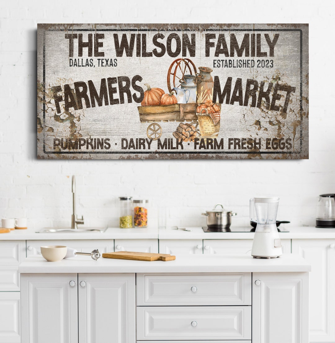 Custom Farmers Market Sign, Personalized Canvas Sign, Farm Market ...