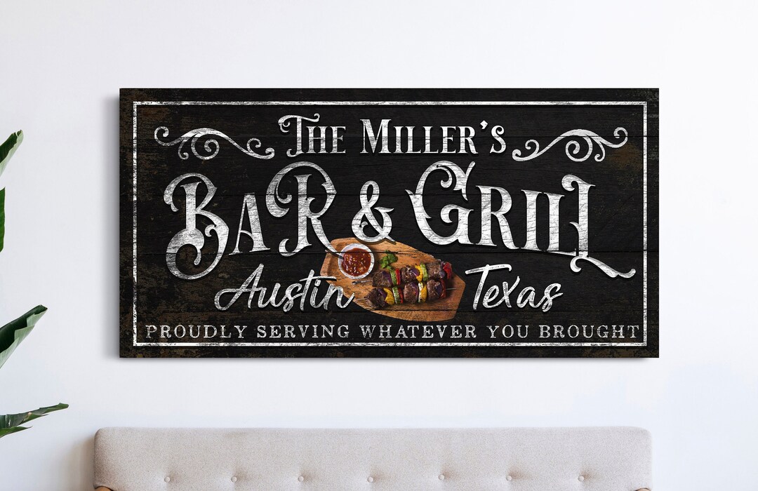 Personalized Backyard Bar and Grill Sign Custom Outdoor Sign Family ...