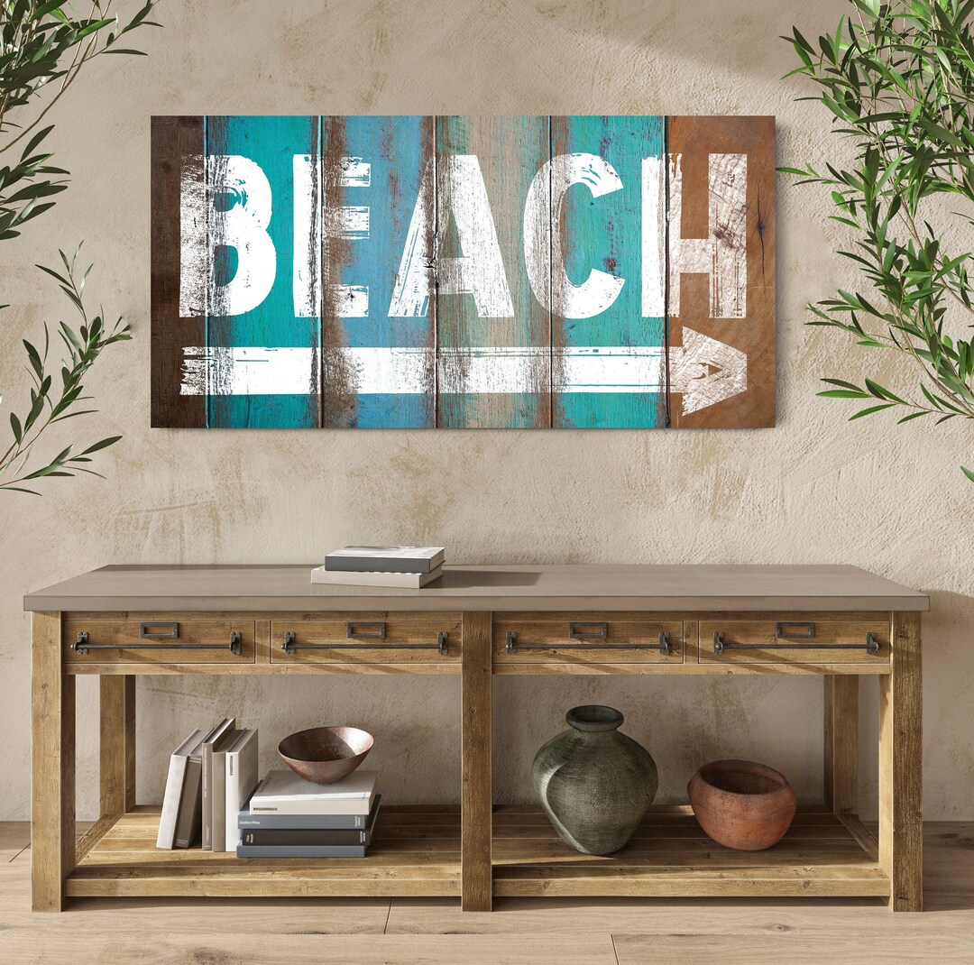 Beach Sign With Arrow, Beach House Sign, Beach House Wall Decor, Summer ...