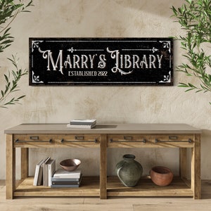 Personalized Library Sign Bookshelf Sign Teacher Gift Book Lovers Sign ...