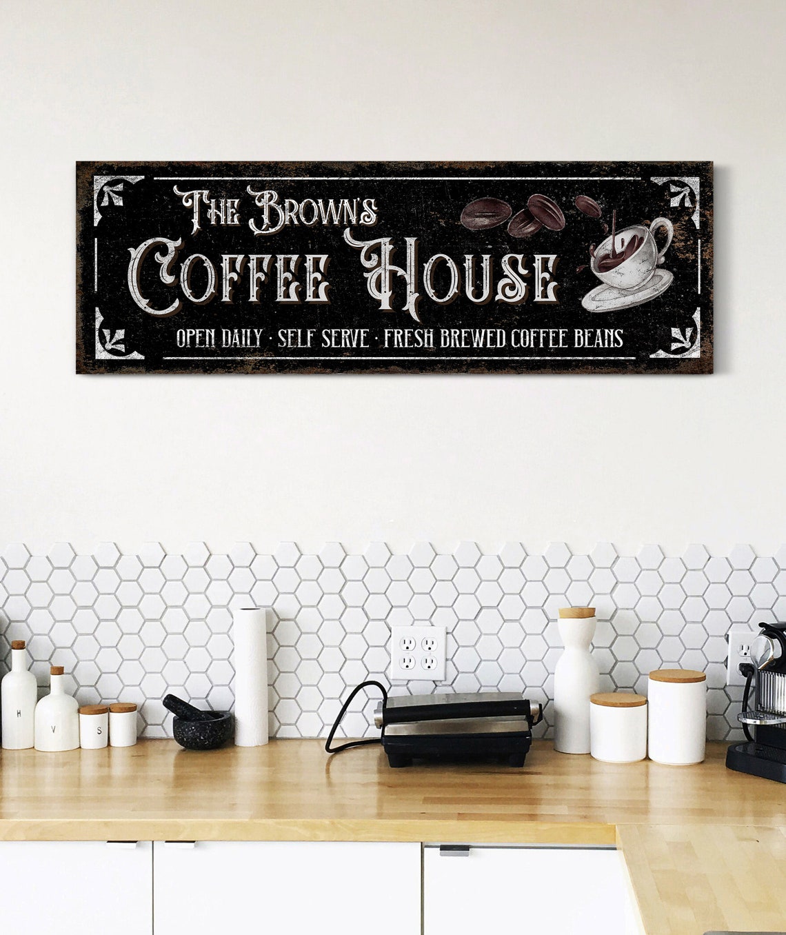 Personalized Coffee House Sign Family Name Coffee Sign Coffee - Etsy