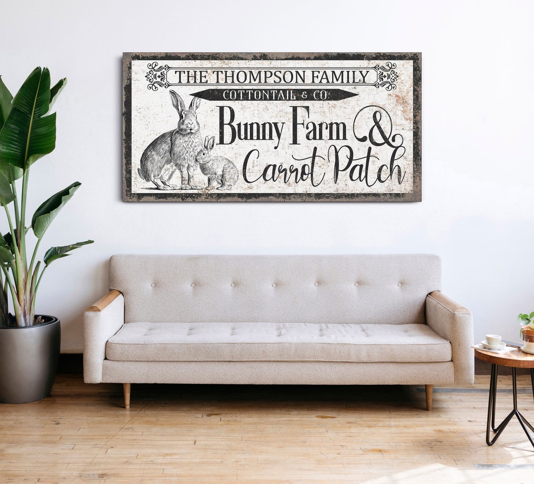 Personalized Bunny Farm Sign, Custom Carrot Patch Wall Art, Easter Egg ...