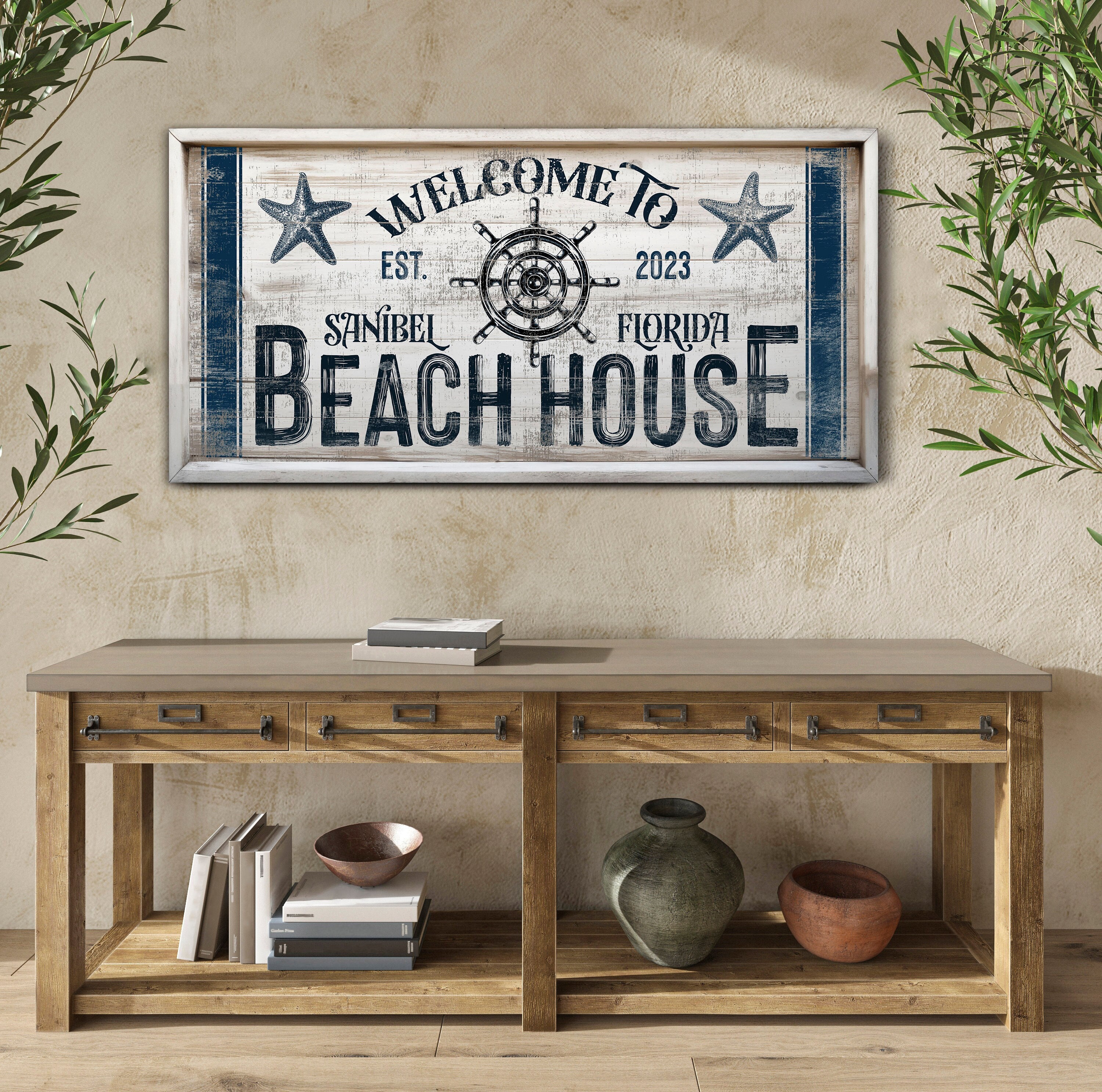 Personalized Beach House Sign, Custom Welcome to Sign, Beach House Wall ...