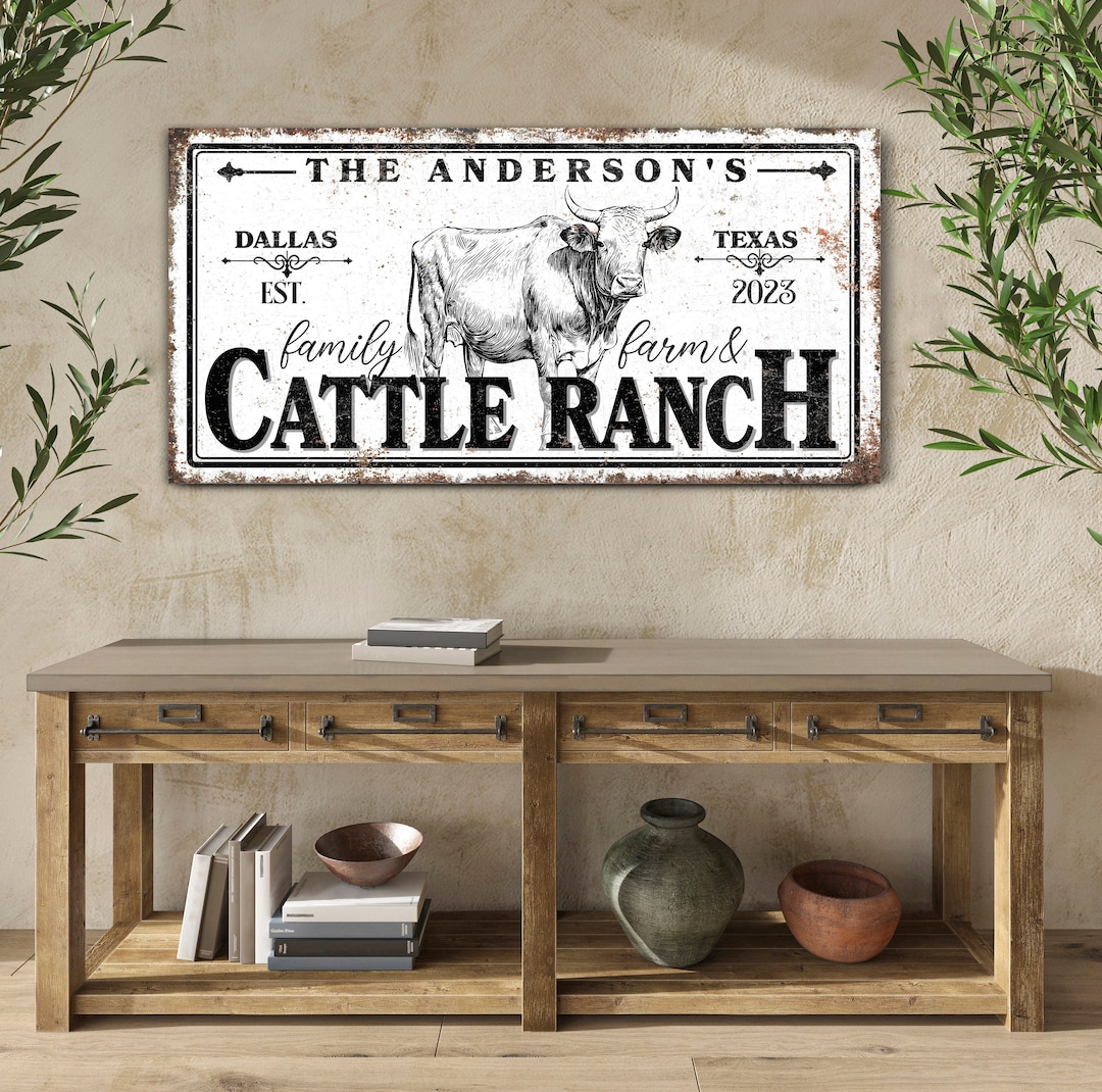 Personalized Family Farm & Cattle Ranch Sign, Cattle Farm Family ...