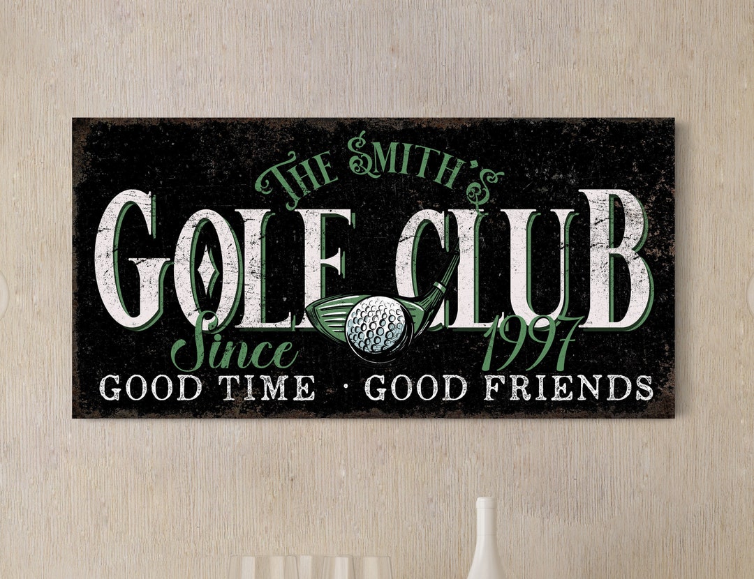 Personalized Golf Club Sign, Custom Family Name Wall Decor, Modern ...