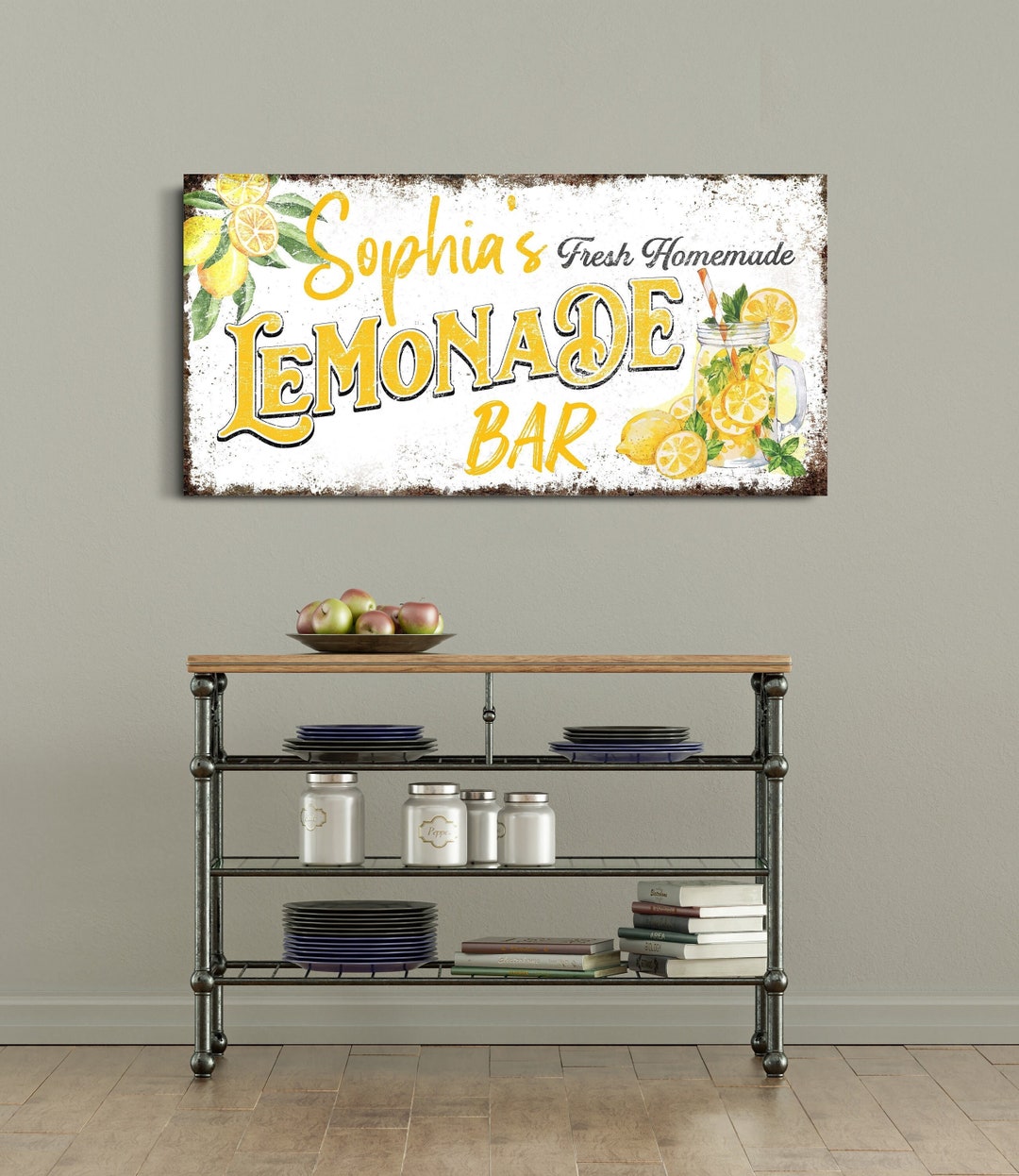 Lemonade Bar Sign Indoor Outdoor Sign Kitchen Wall Art Hang on to ...