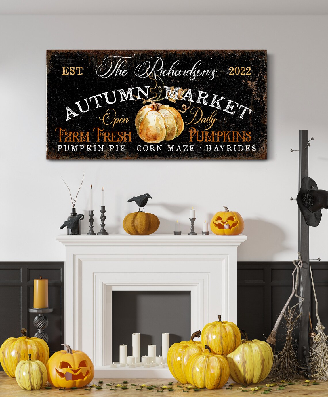 Custom Autumn Market Sign With Family Name Fall Wall Decor - Etsy
