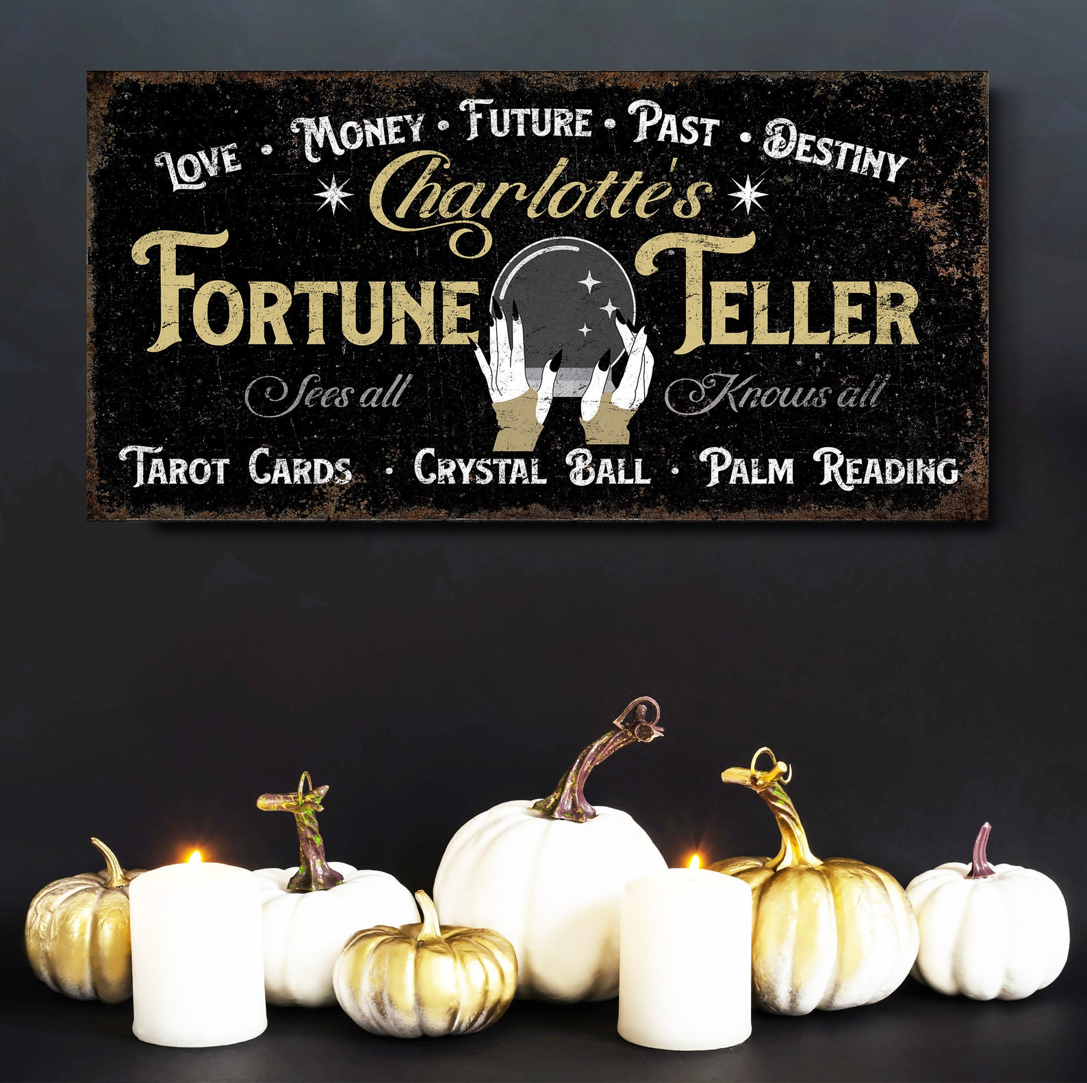 Personalized Fortune Teller Sign Halloween Wall Decor Fortune Teller ...