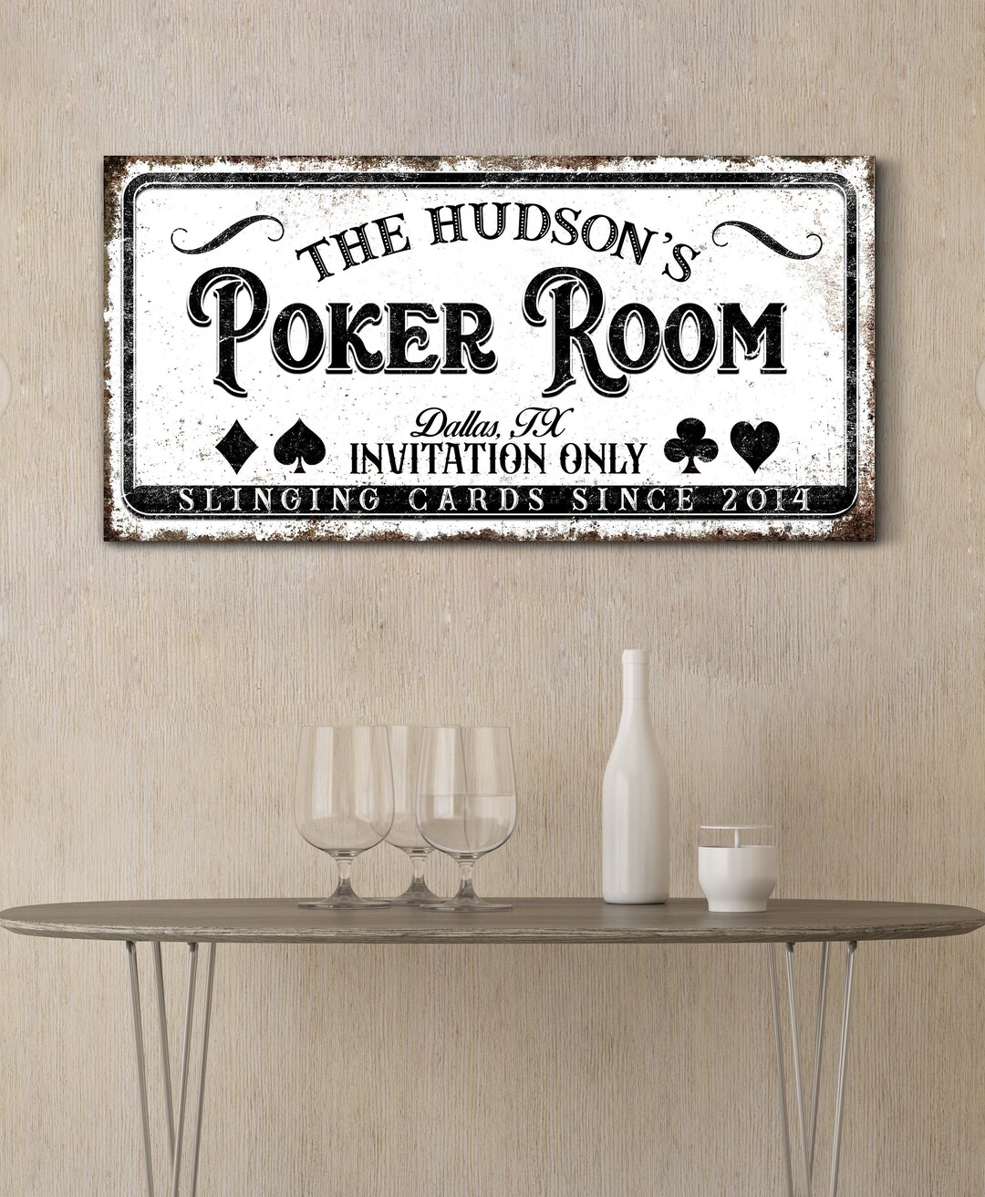 Personalized Poker Room Sign Gambling Sign Custom Man Cave Rustic Game ...