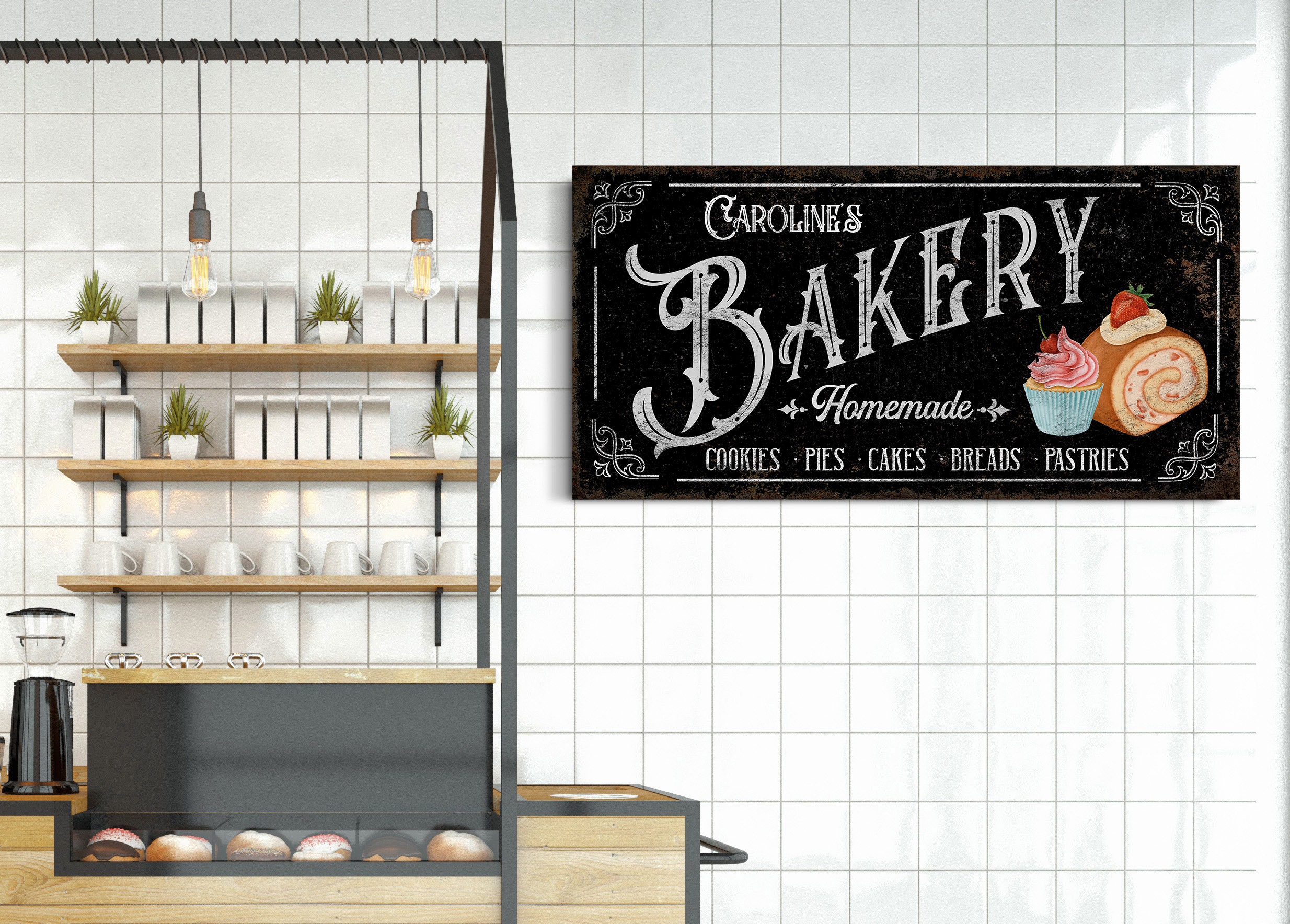 Personalized Bakery Sign Family Name Cake Sign Homemade Bakery Kitchen ...