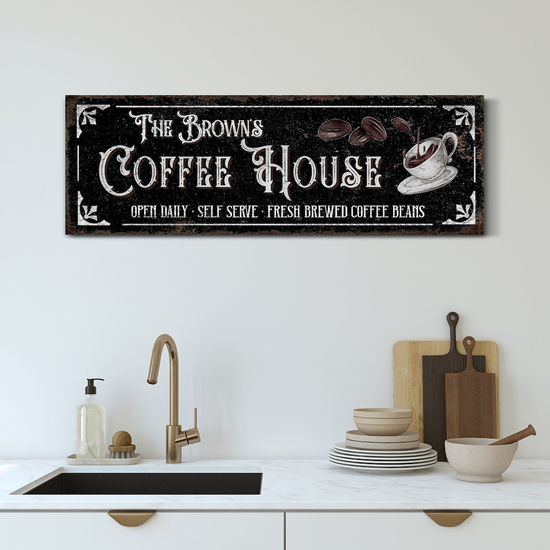 Personalized Coffee House Sign Family Name Coffee Sign Coffee Shop ...