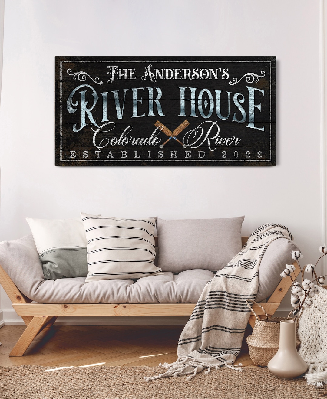 Custom River House Sign Farmhouse Wall Decor Family Name Sign Summer ...