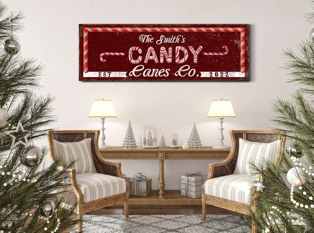 Custom Candy Canes Co. Sign Christmas Entryway Decor Vintage - Etsy