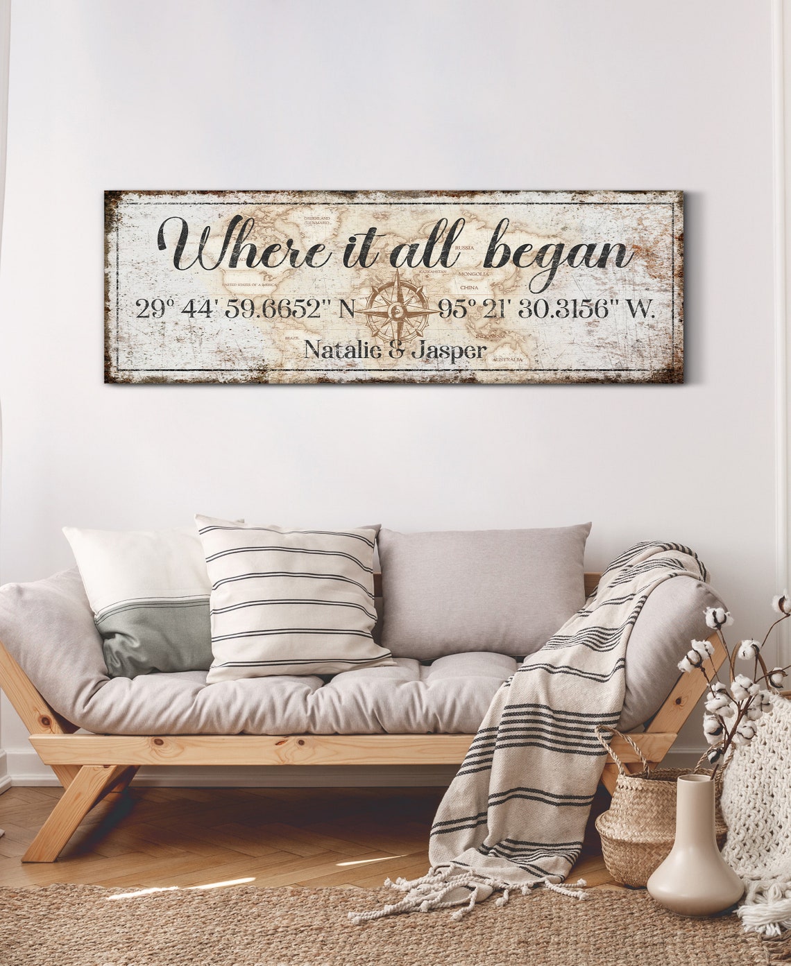 Custom Where It All Began Sign With Names Longitude Latitude Sign ...